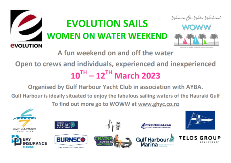 Evolution Sails to sponsor Women on Water weekend | Yachting New Zealand